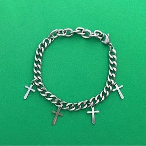 Accessories | Titanium Steel Link Chain Cross Charm Bracelet For ...